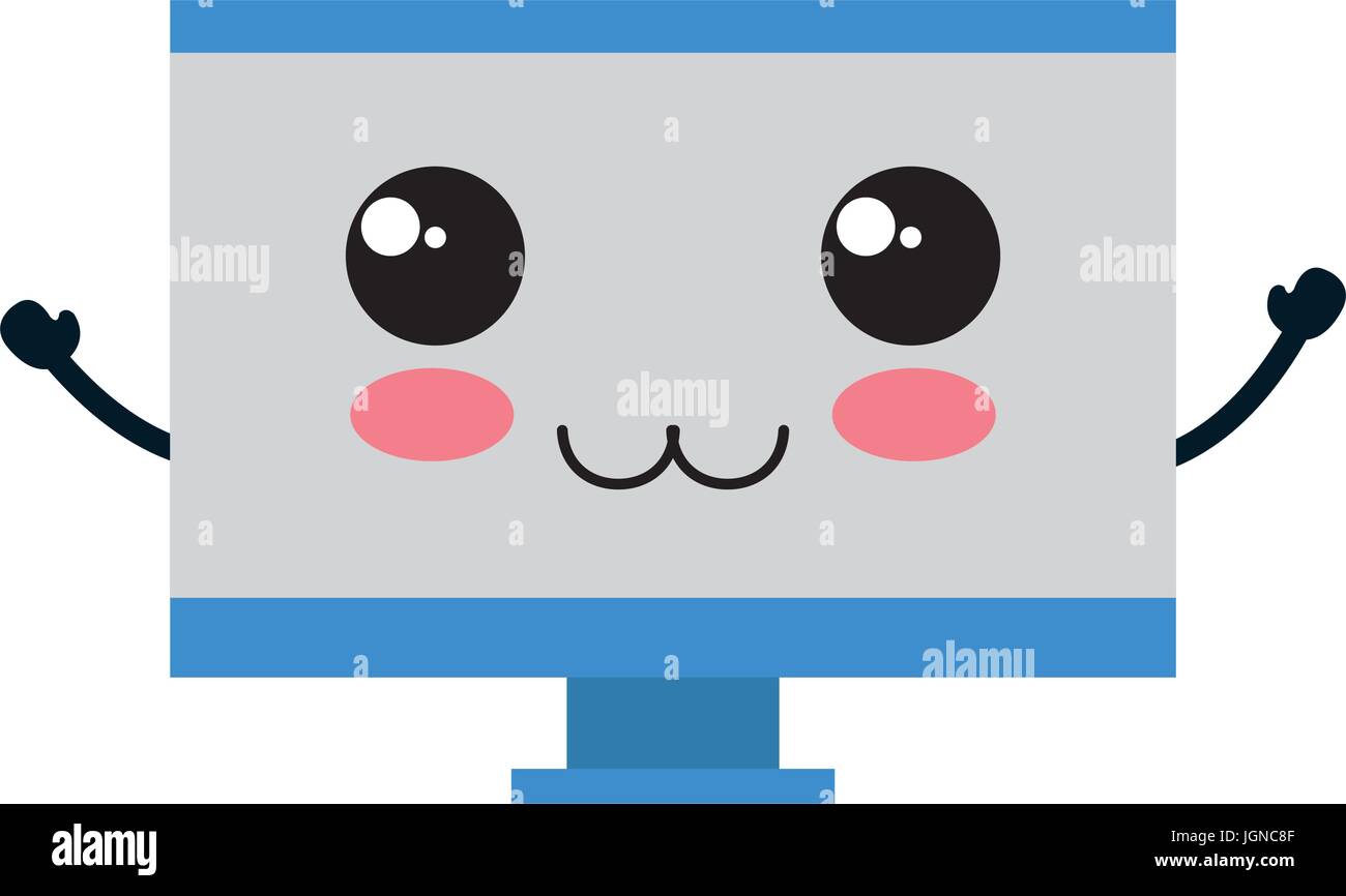 computer display kawaii character vector illustration design Stock ...