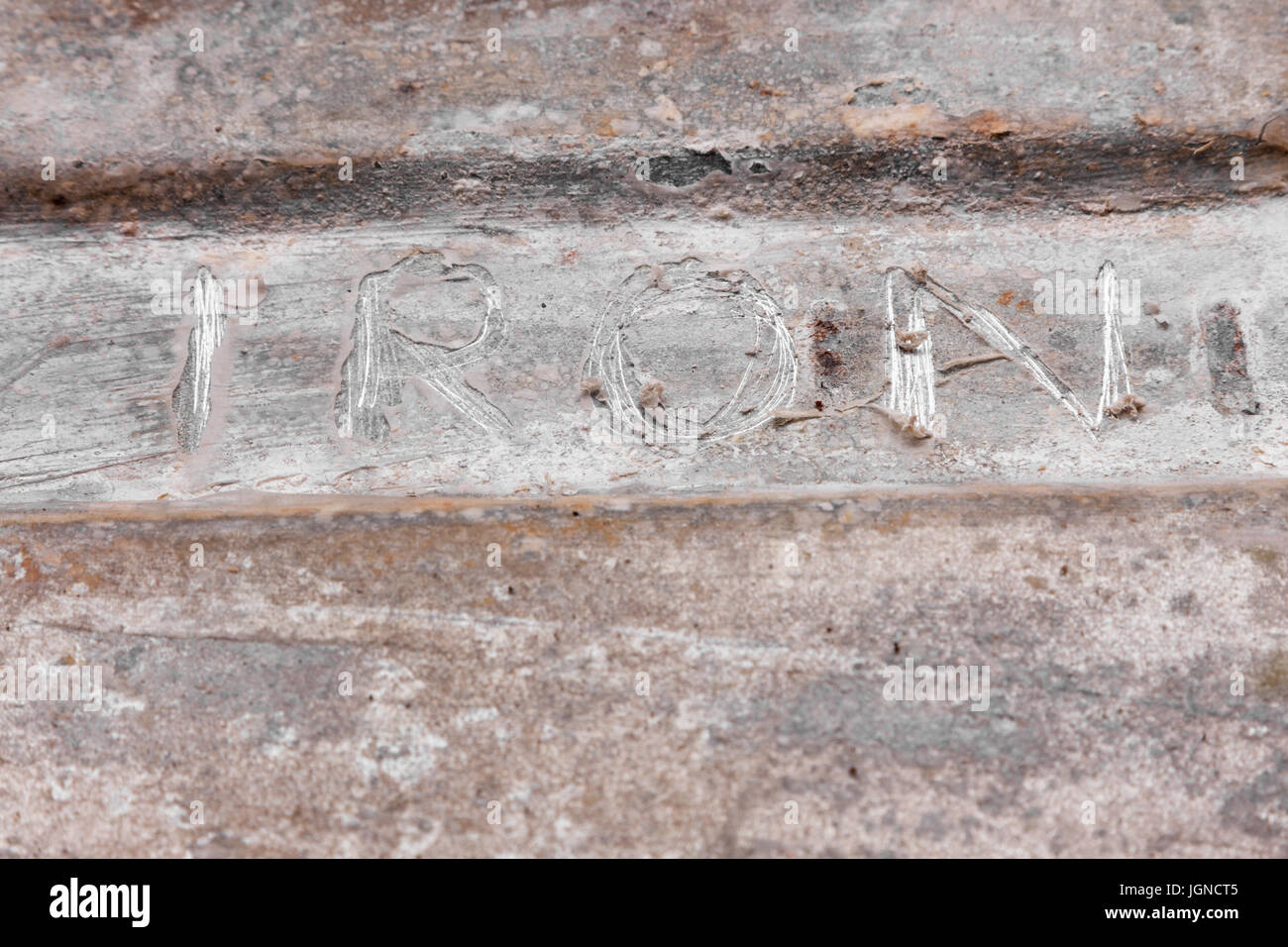 Rusty metal plate word hi-res stock photography and images - Alamy