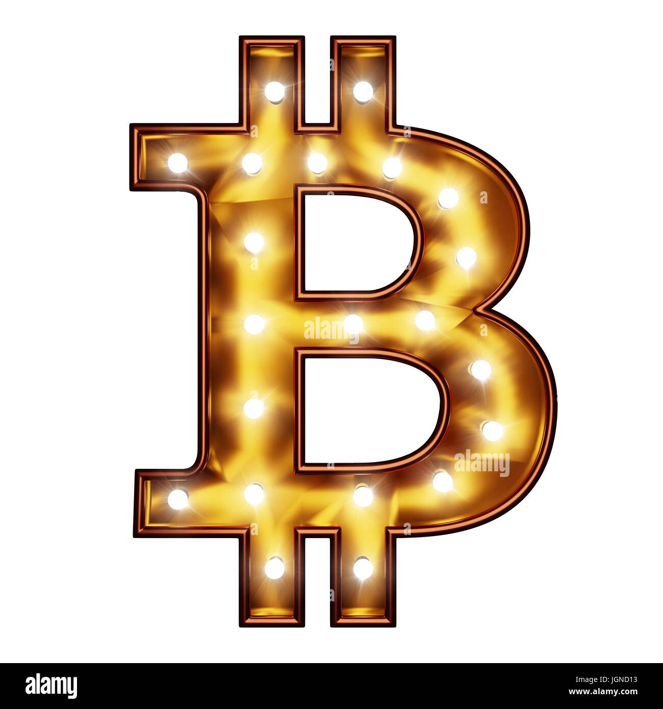 Bitcoin symbol as a lamp sign. 3d illustration Stock Photo - Alamy