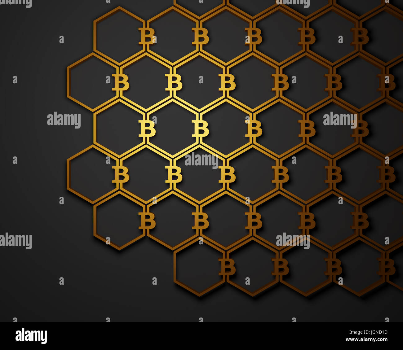 Bitcoin symbols connected in a pattern. Cryptocurrency background. 3D ...