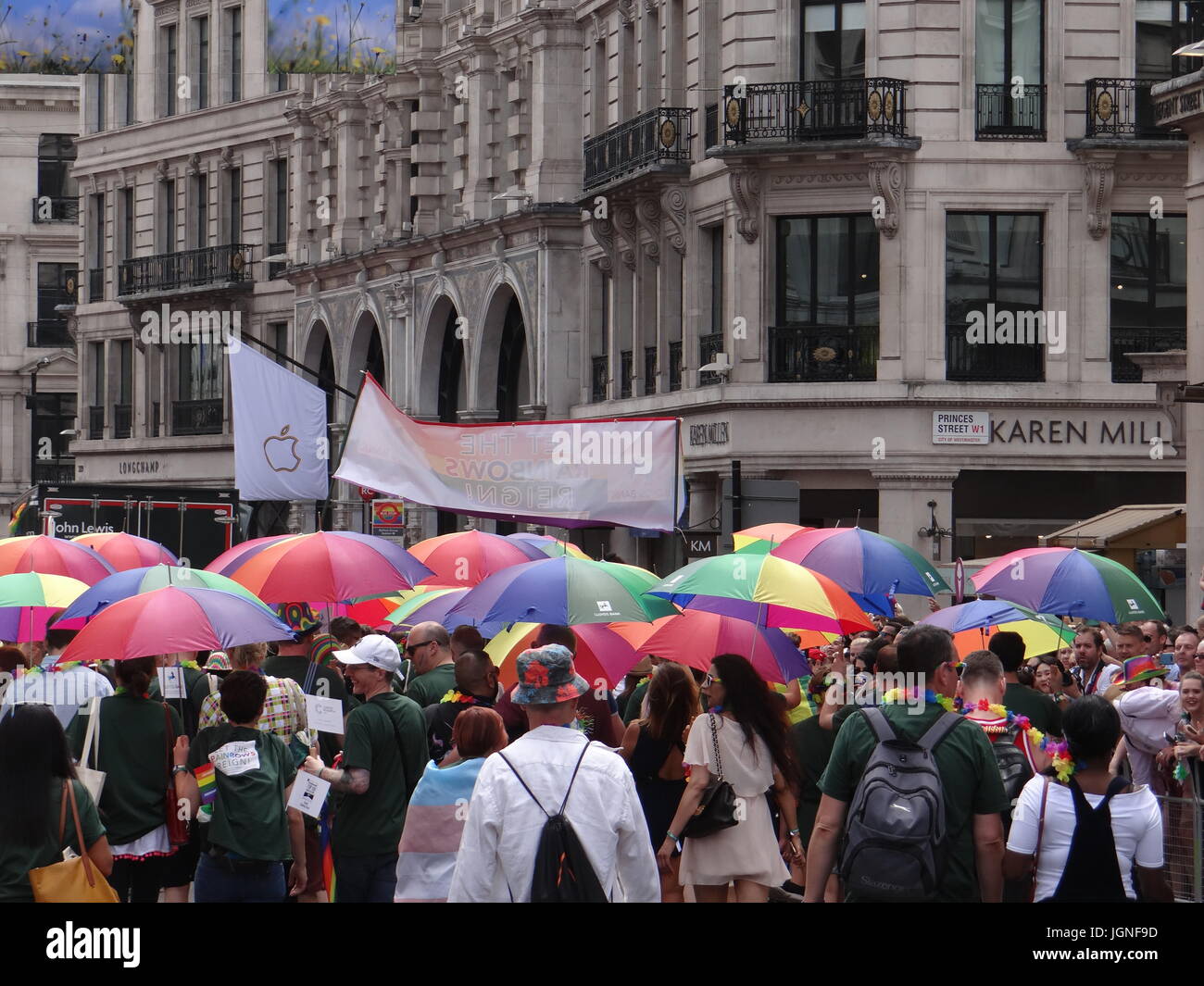 London, UK. 8th July, 2017. London Pride Parade marshes through Regent ...