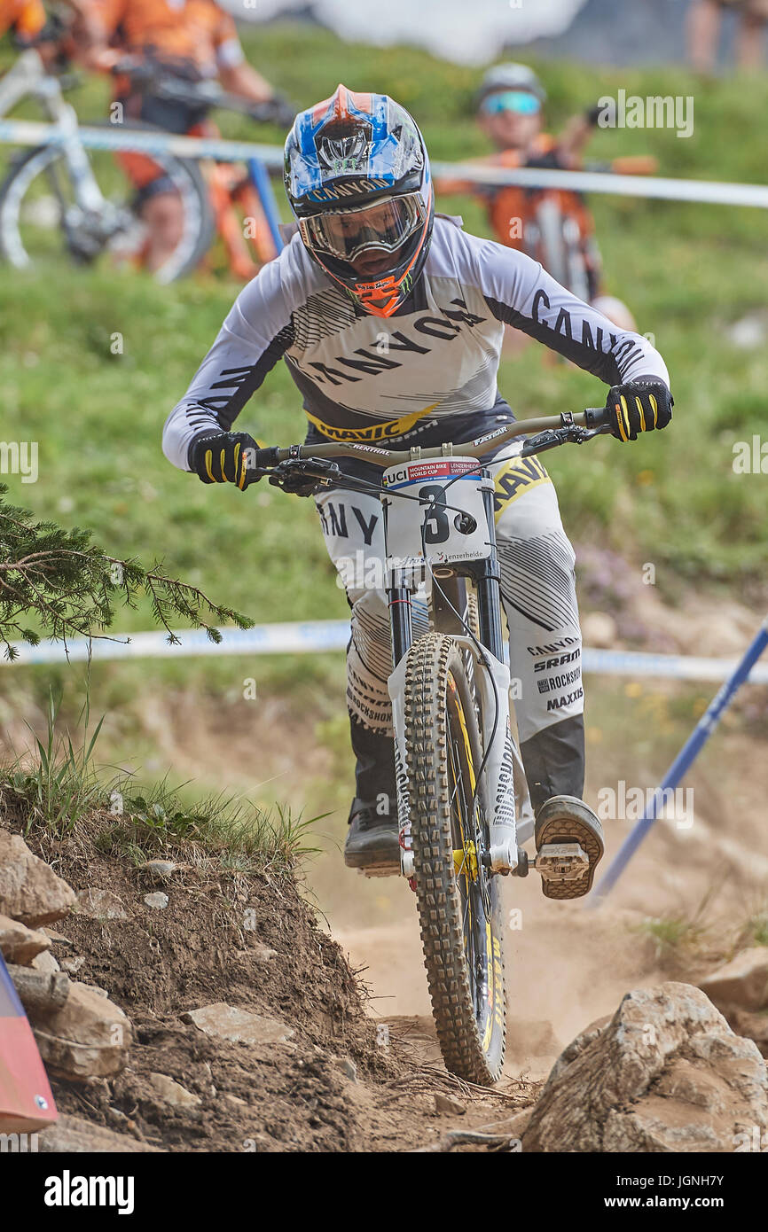 Lenzerheide, Switzerland. 7 July 2017. Troy Brosnan from CANYON FACTORY ...