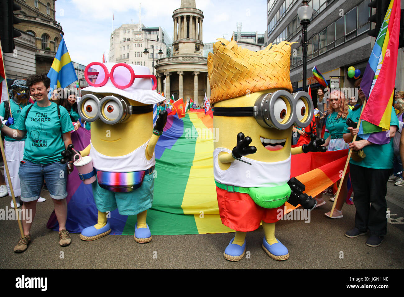 London, UK. 8th July, 2017. Two “Minions” from movie Despicable Me 3 ...