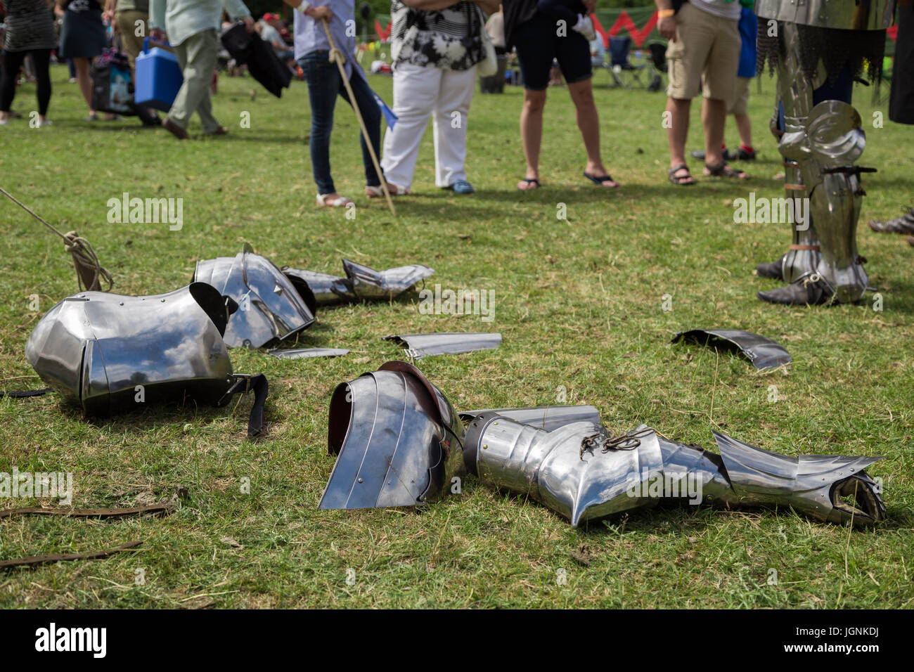 London, Eltham, UK. 8th July, 2017. Knights suit up with battle armour ...