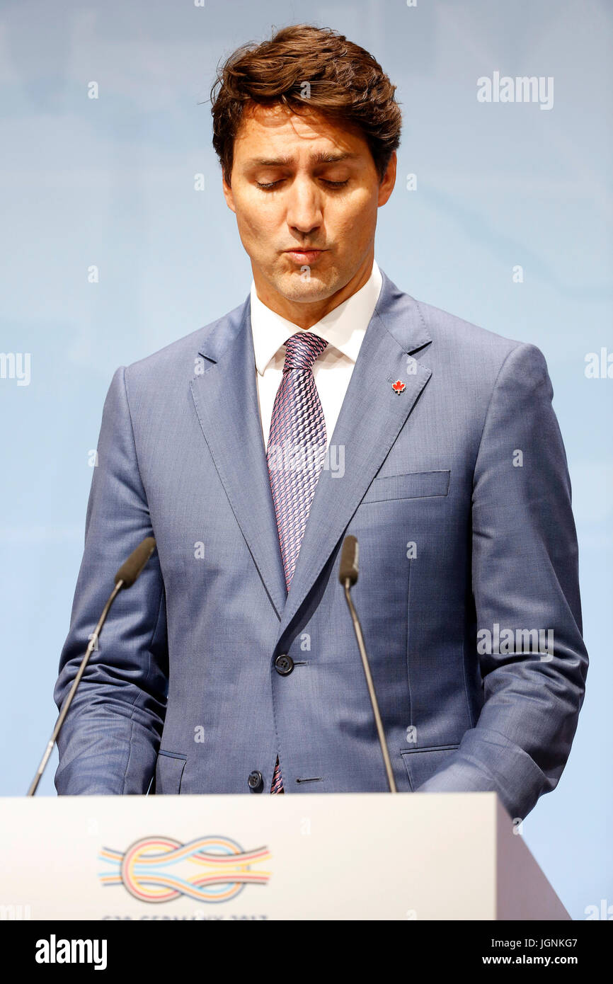 Hamburg, Germany. 8th July, 2017. Justin Trudeau speaks at the G20 ...
