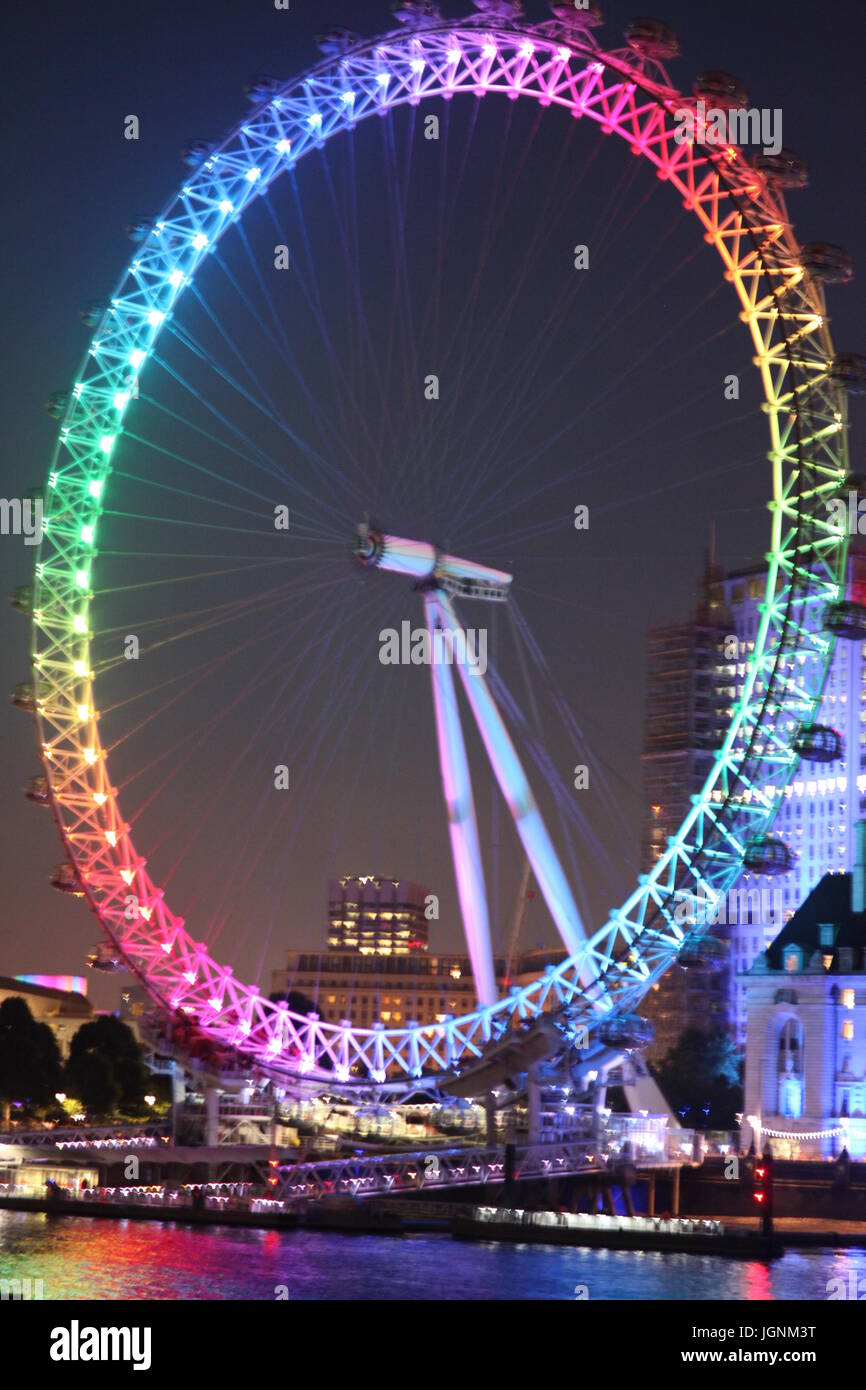 London eye lit up rainbow hi-res stock photography and images - Alamy