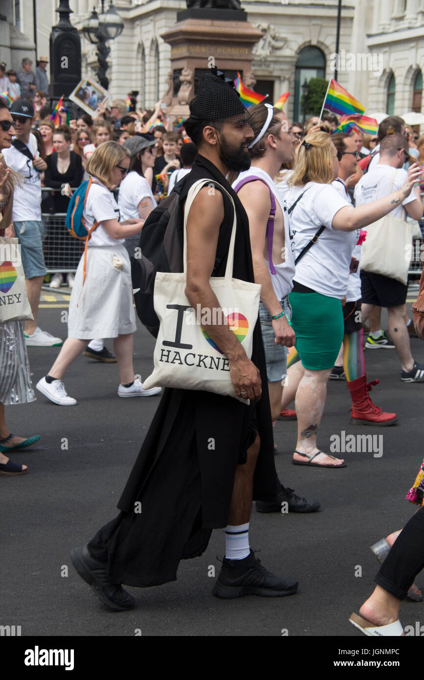 London, UK. 8th Jul, 2017. LGBT Community enjoying parade in London ...