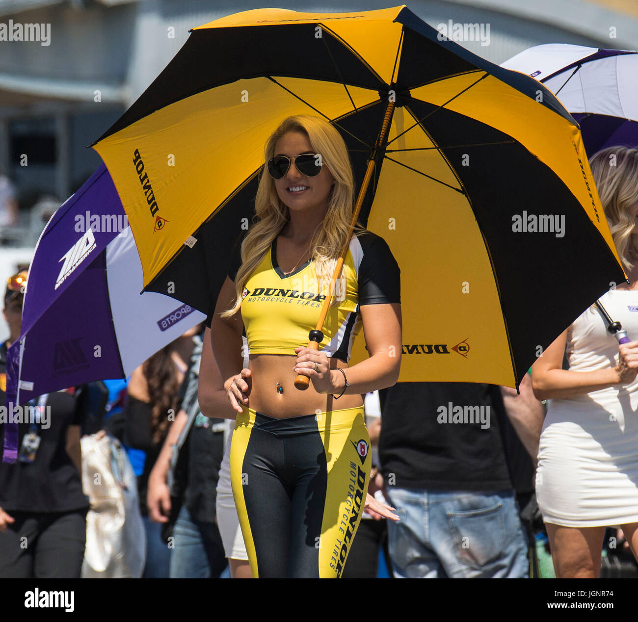 Monterey, USA. 8th Jul, 2017. Dunlop Girl at the starting line before ...
