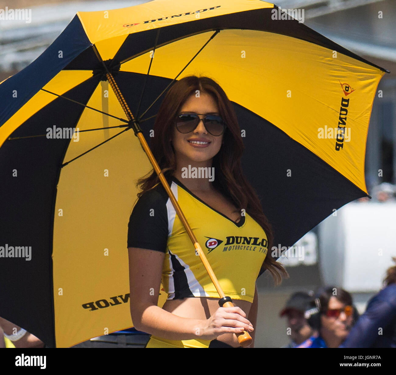 Monterey, USA. 8th Jul, 2017. Dunlop Girl at the starting line before ...