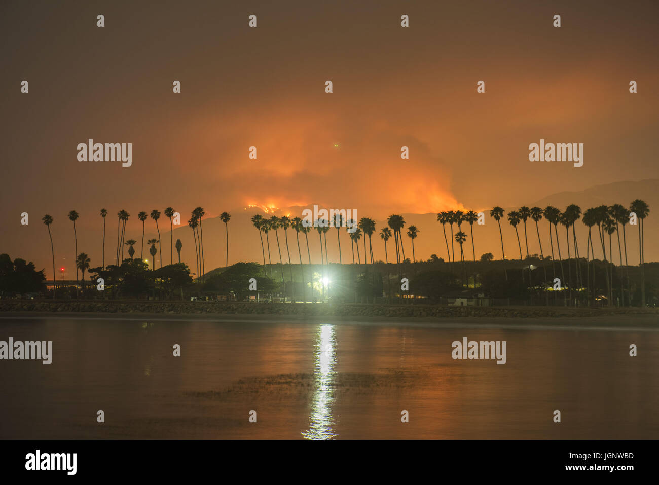 Santa Barbara, USA. 9th Jul, 2017. The Whittier Fire burns as seen from ...