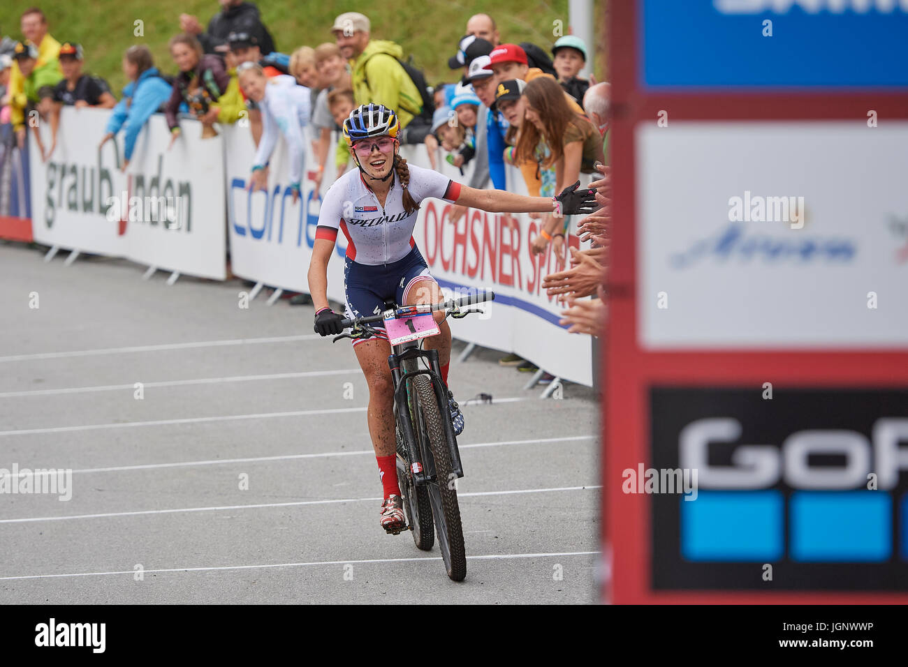 Lenzerheide, Switzerland. 9th July, 2017. Kate Courtney from ...
