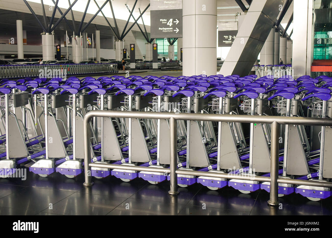 Kuala Lumpur, Malaysia - Jan 17, 2017. Trolleys at KLIA2 Airport in ...