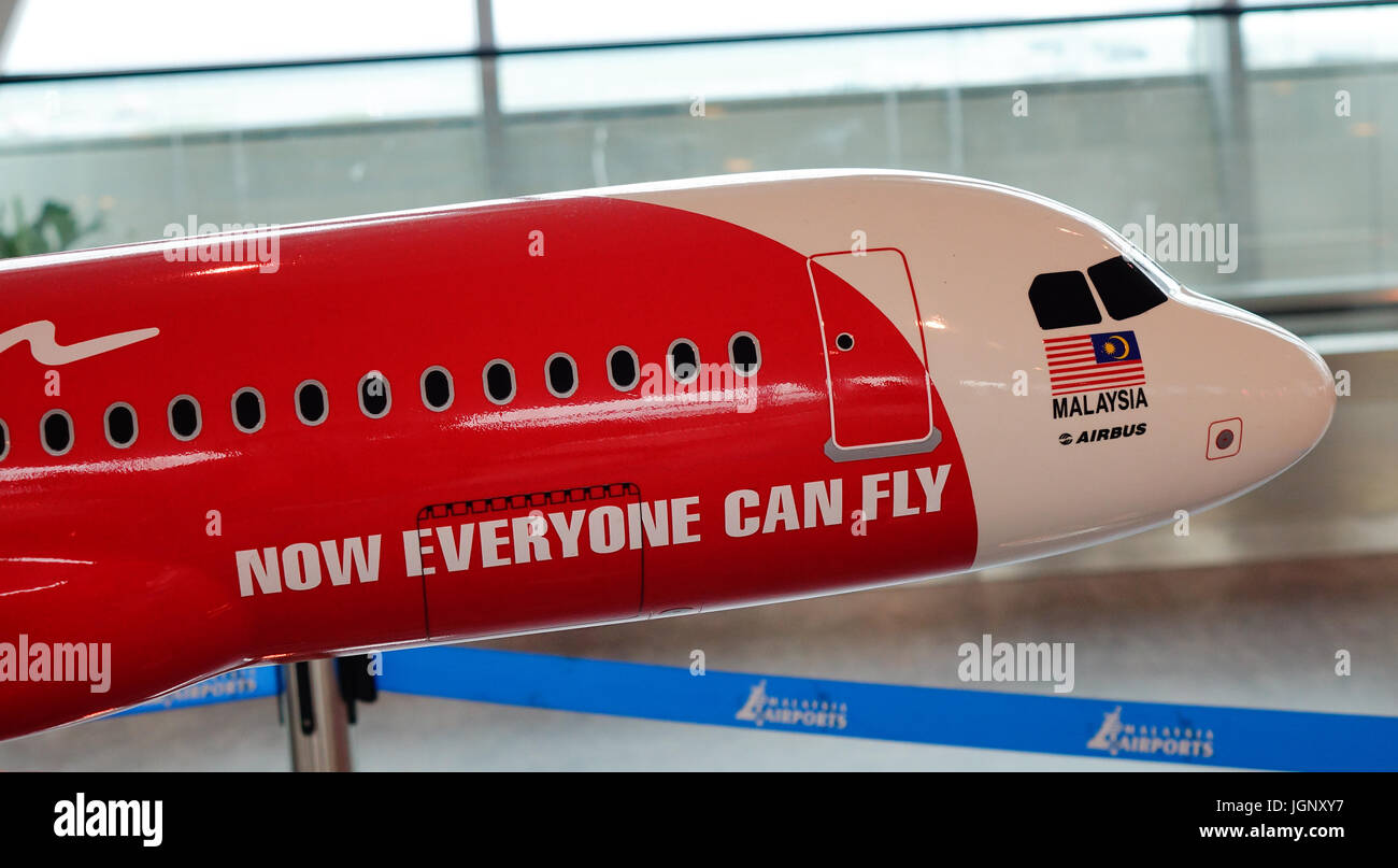 Kuala Lumpur, Malaysia - Dec 16, 2015. Close-up of AirAsia model ...