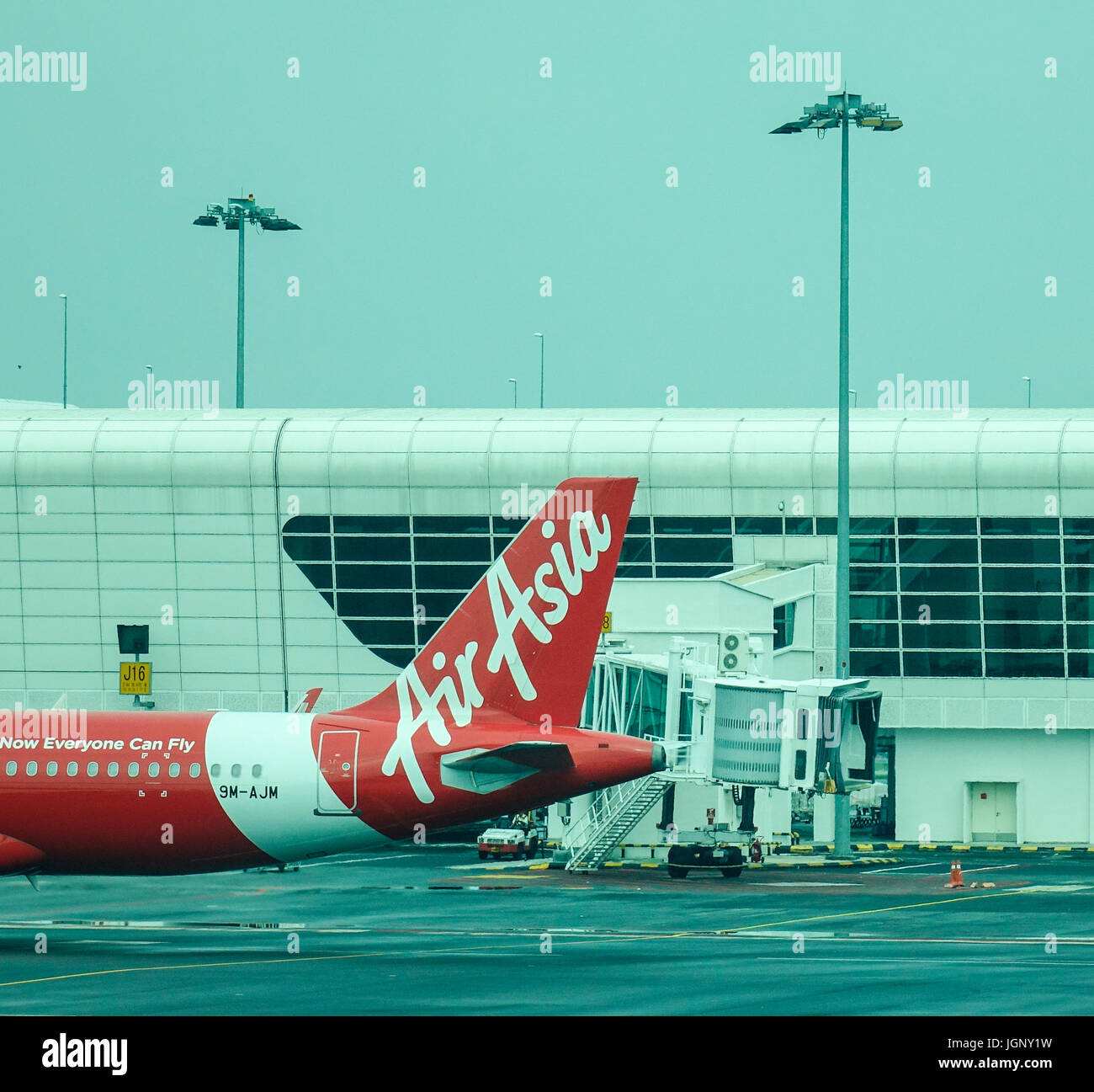 Kuala Lumpur, Malaysia - Dec 16, 2015. Close-up of AirAsia aircraft at ...
