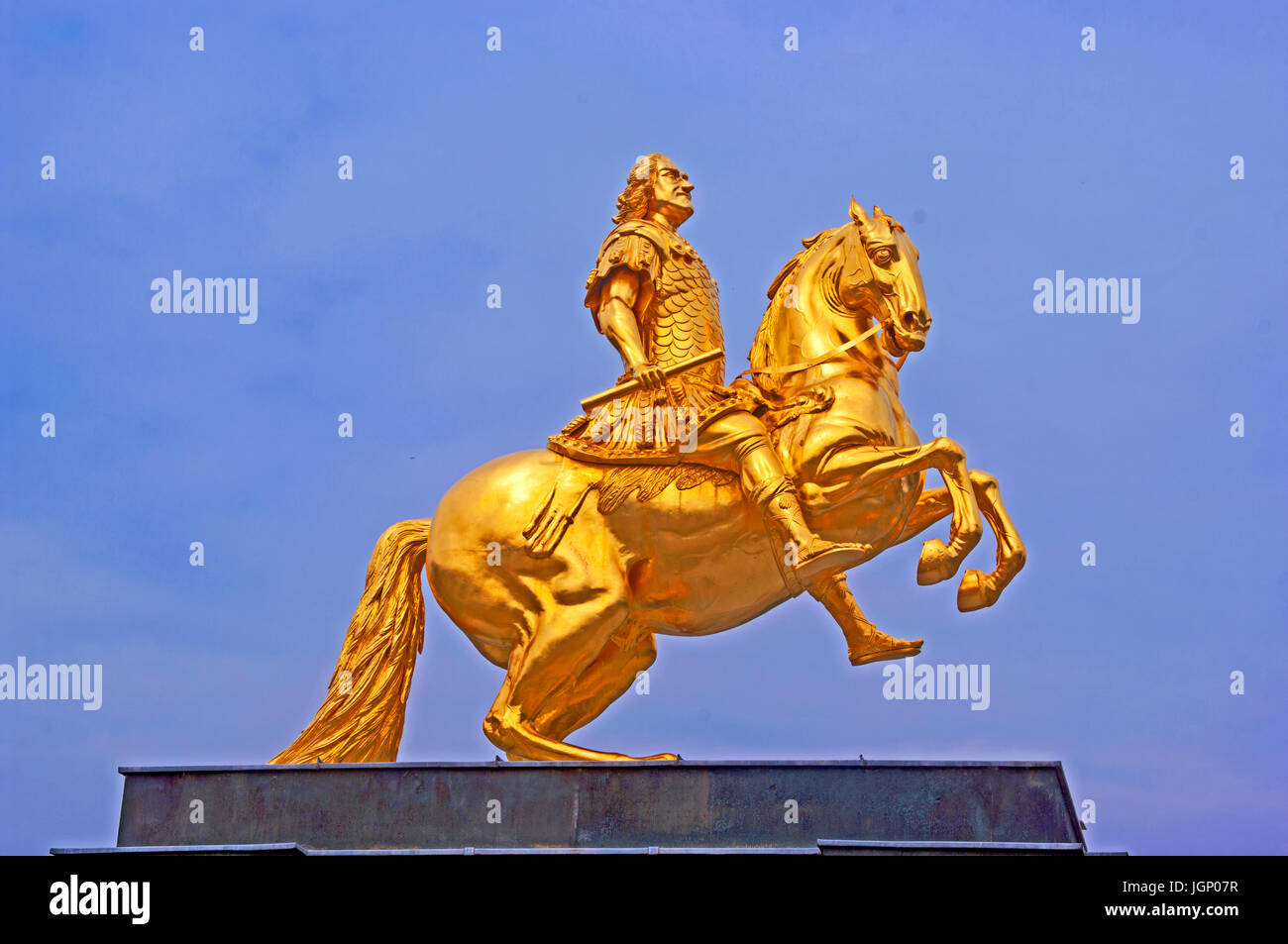 Goldener Reiter Equestrian Statue, Dresden, Saxony, Germany Stock Photo ...