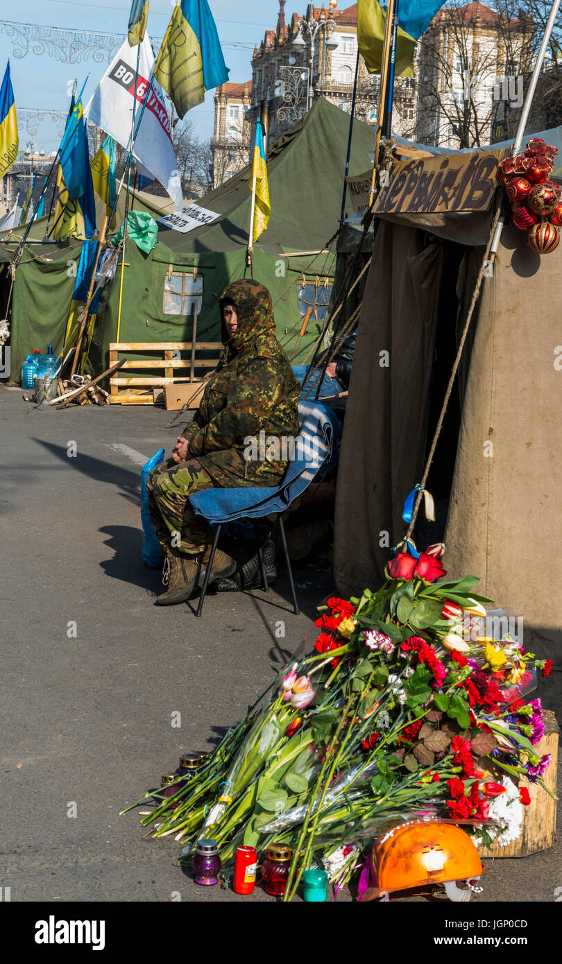 Kiev, Ukraine - February 26, 2014: Barricade in Kiev on Maidan Square ...