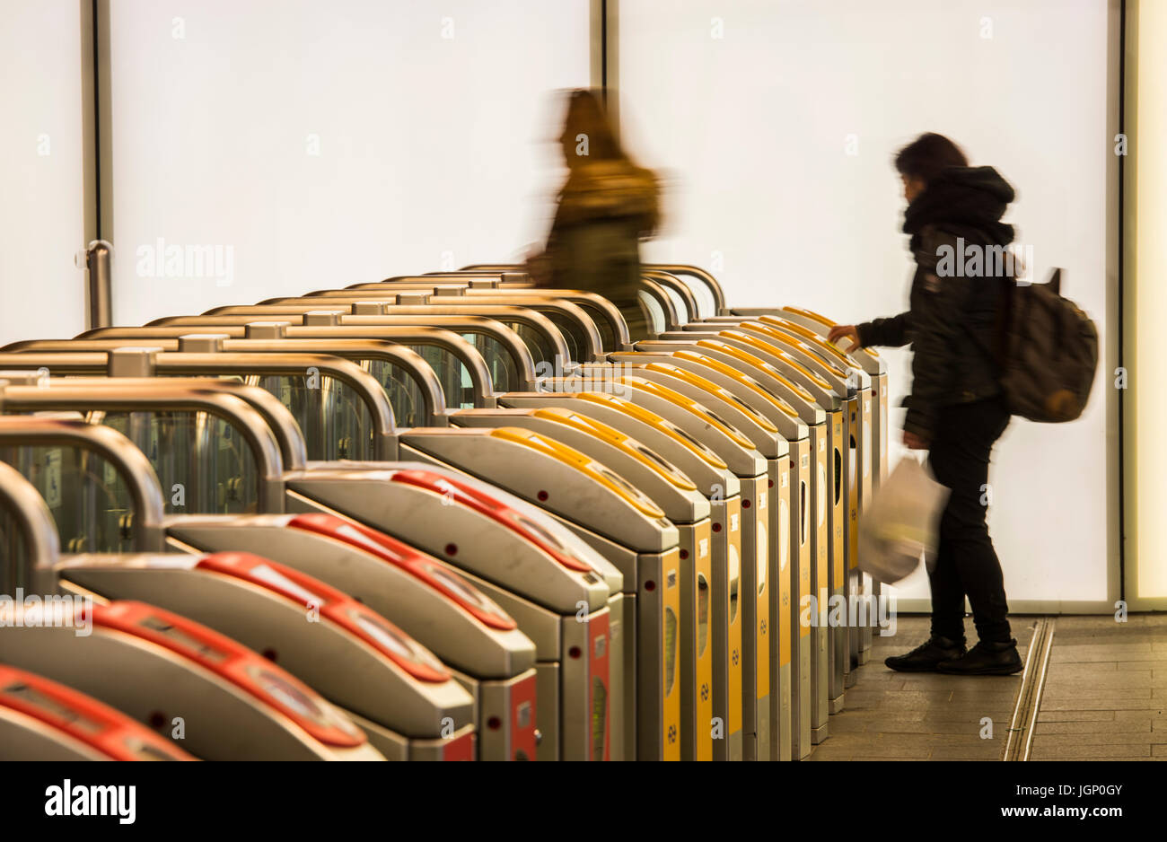 Arnhem, The Netherlands - December 23, 2016: OV -chip gates for NS and ...