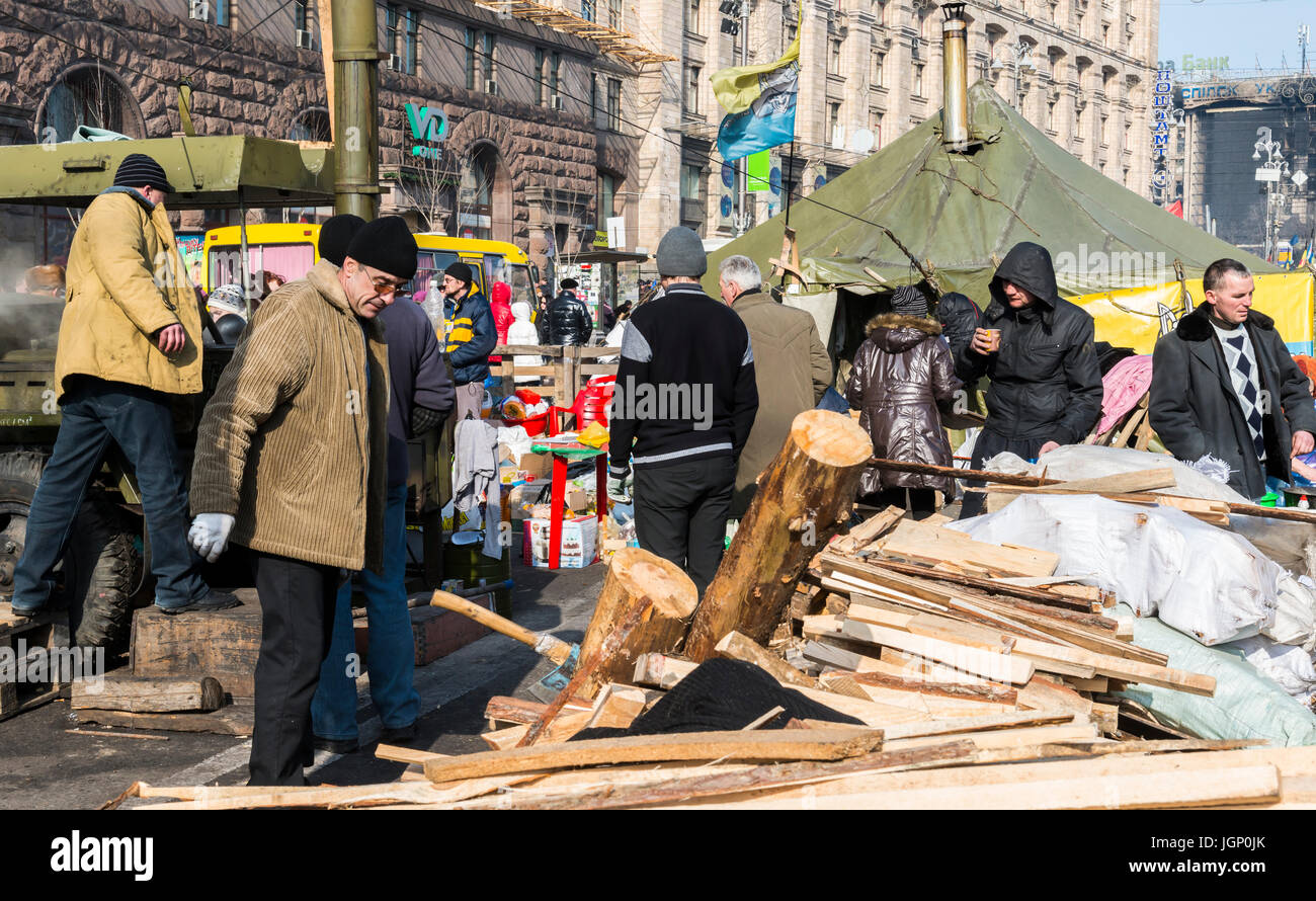 Kiev, Ukraine - February 26, 2014: Barricade in Kiev on Maidan Square ...