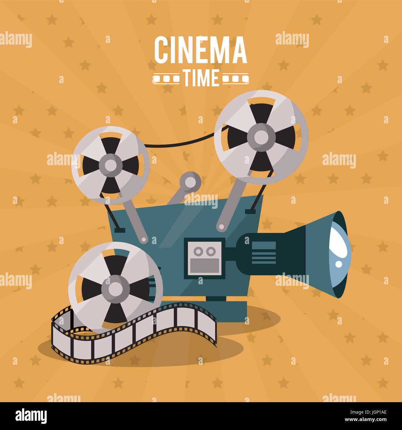 colorful poster of cinema time with movie film projector Stock Vector ...