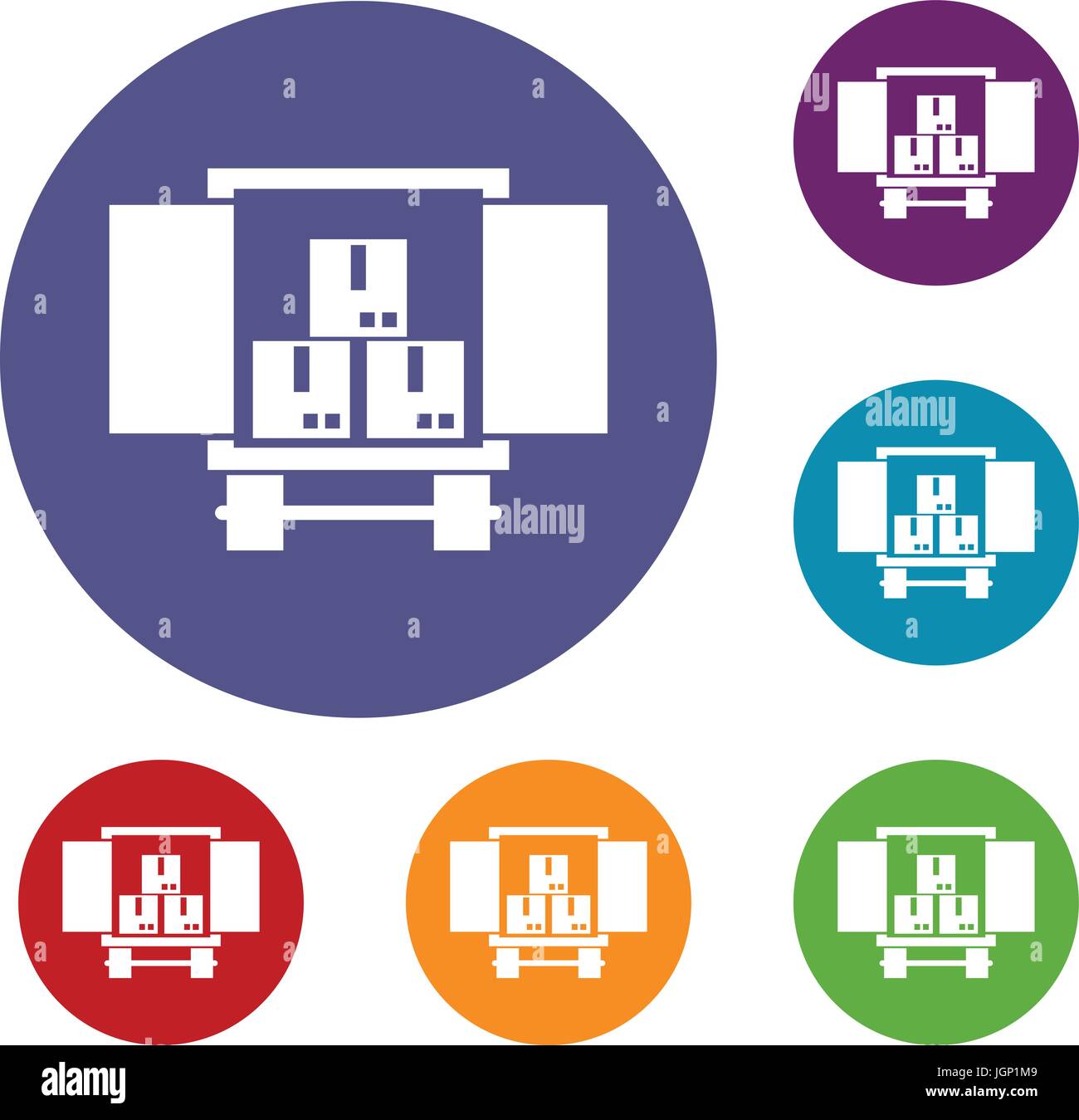 Cargo truck with load icons set Stock Vector Image & Art - Alamy