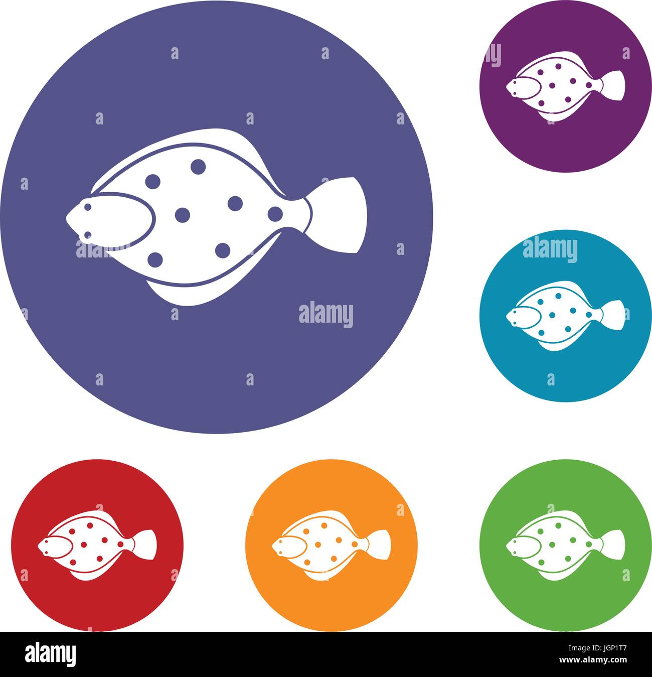 Flounder fish icons set Stock Vector Image & Art - Alamy