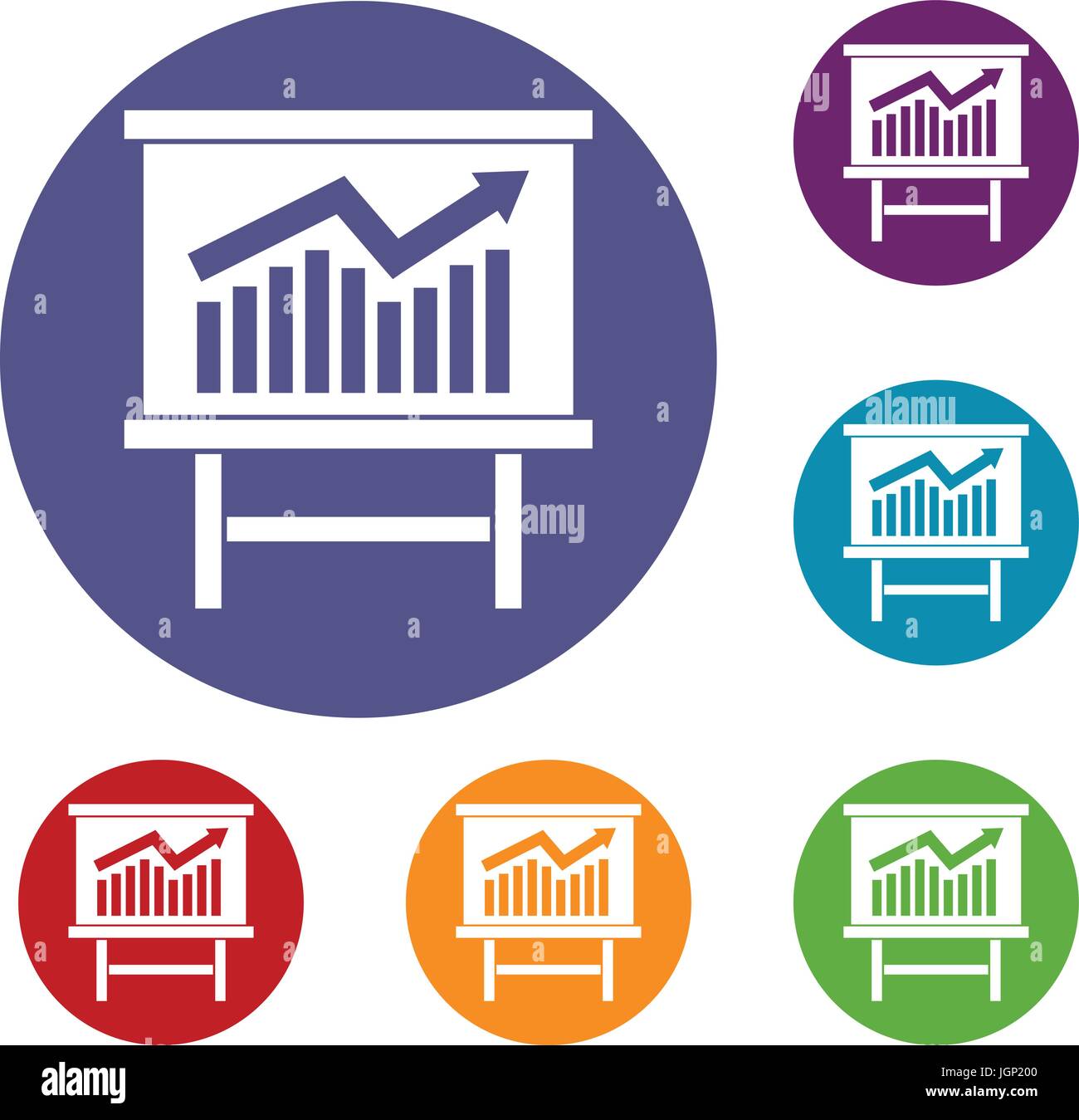 Growing chart presentation icons set Stock Vector Image & Art - Alamy