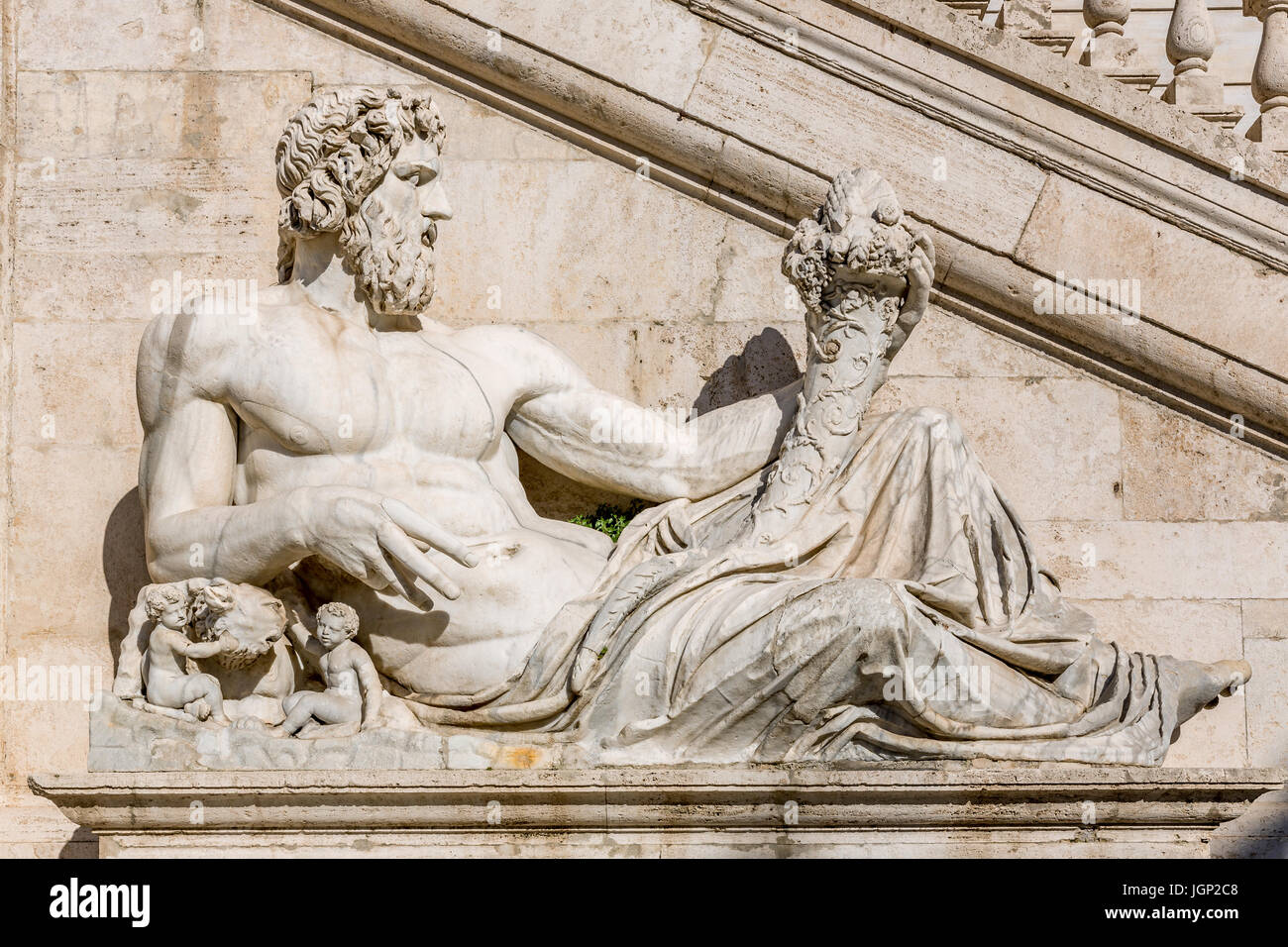 Ancient reclining statue of the Tiber River God, from Capitoline Hill ...