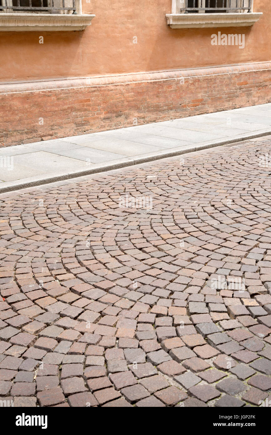 Cobblestone Street Background, Modena; Italy Stock Photo - Alamy