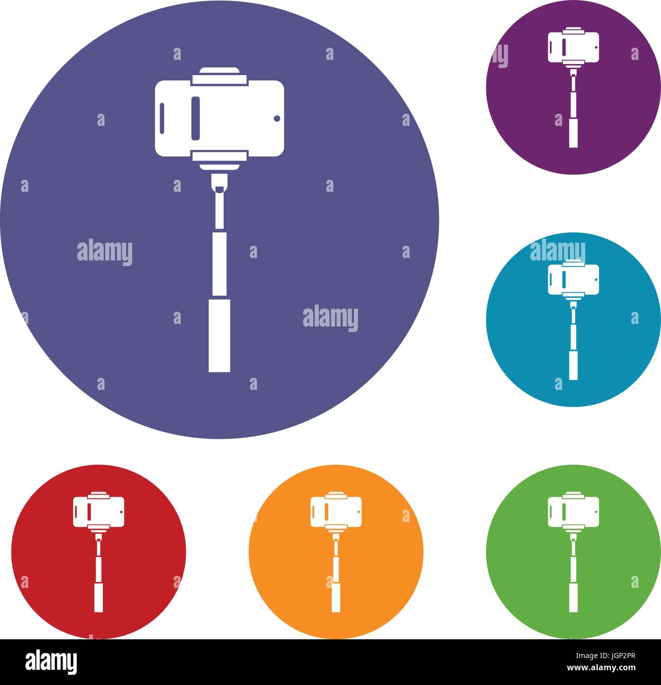 Mobile phone on a selfie stick icons set Stock Vector Image & Art - Alamy