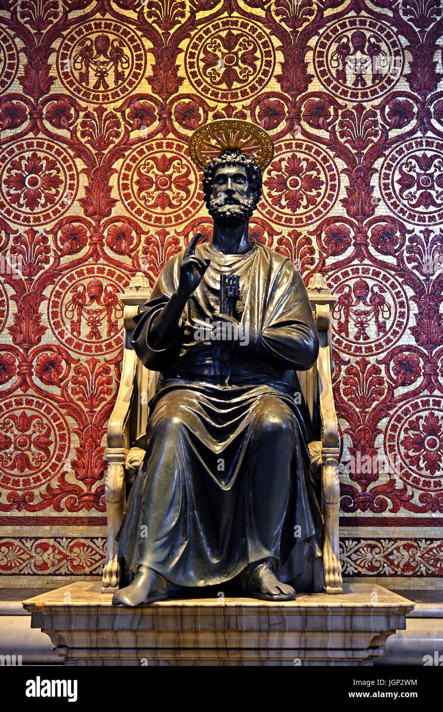 The 13th century bronze statue of St. Peter (by Arnolfo di Cambio) in ...