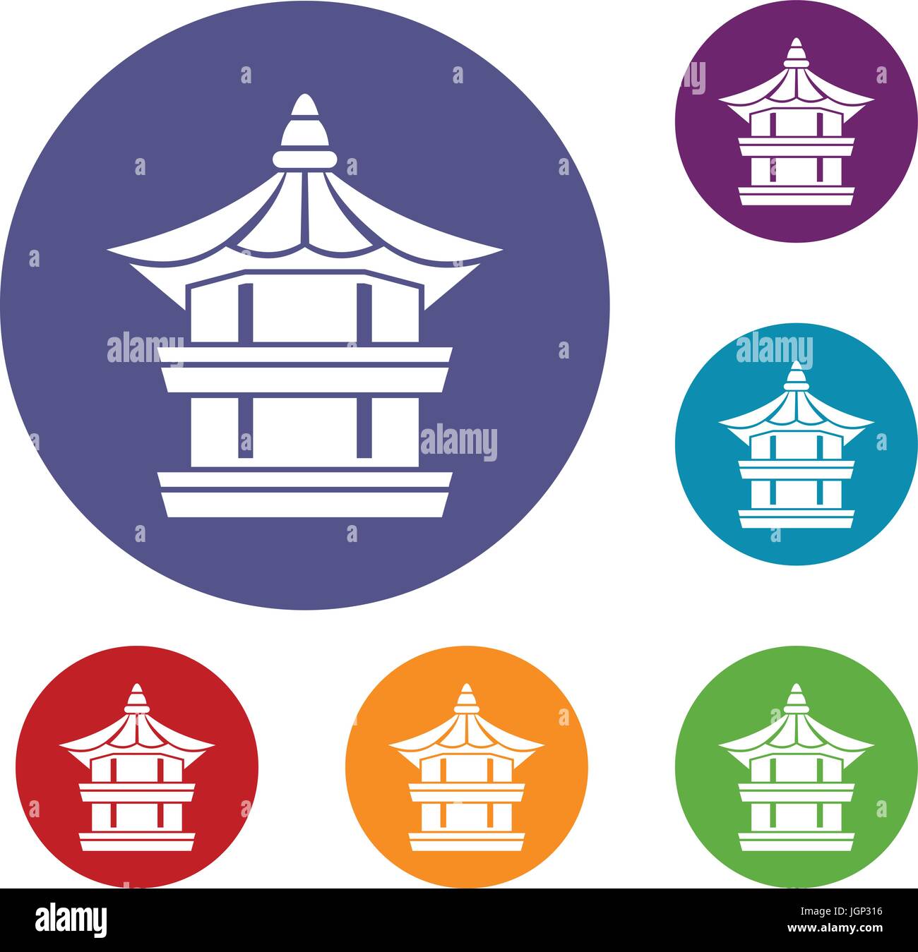 Korean style red pagoda Stock Vector Images - Alamy