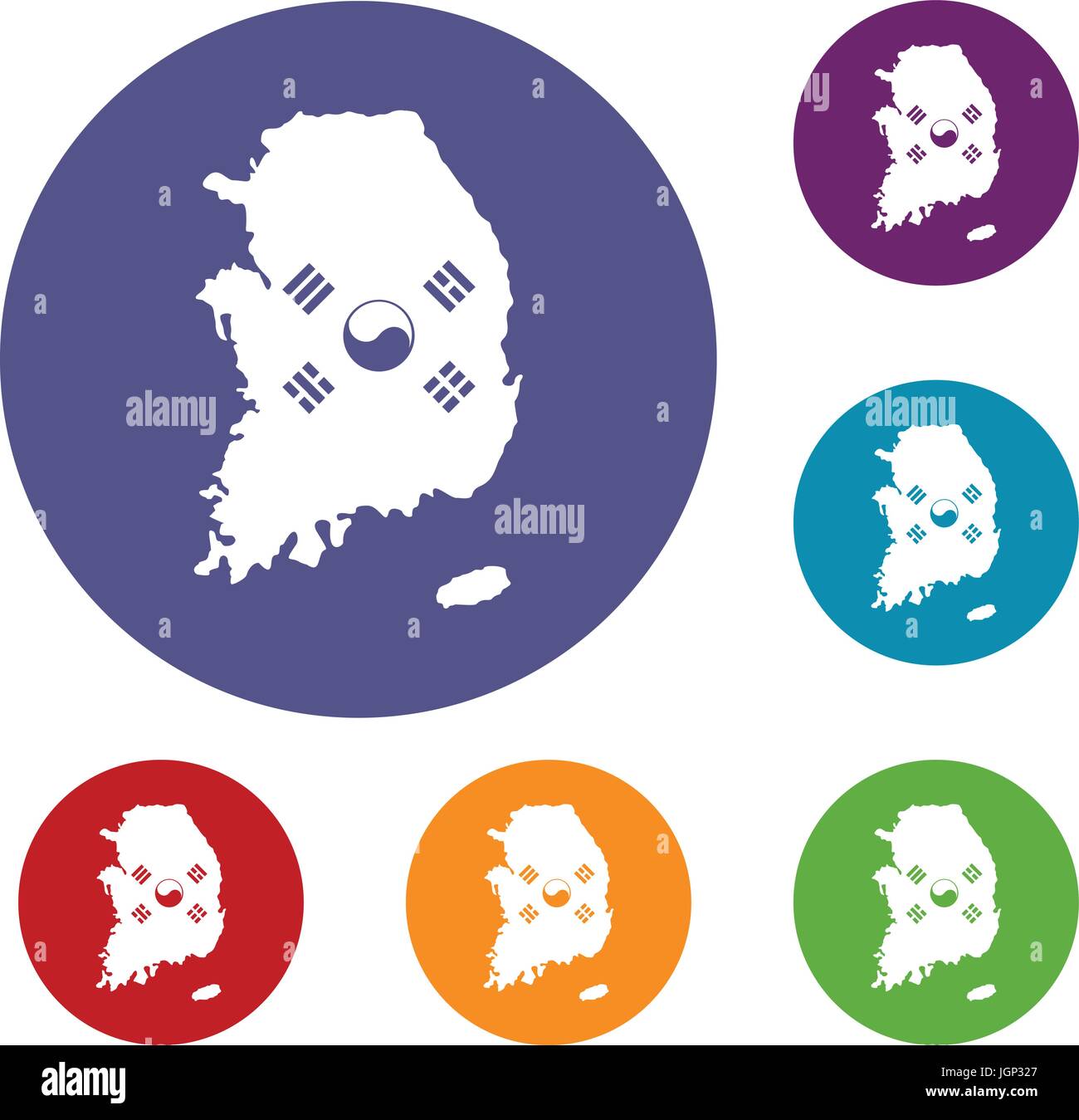 South Korea map with flag icons set Stock Vector Image & Art - Alamy