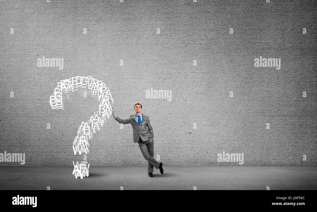 Man and big question mark Stock Photo - Alamy
