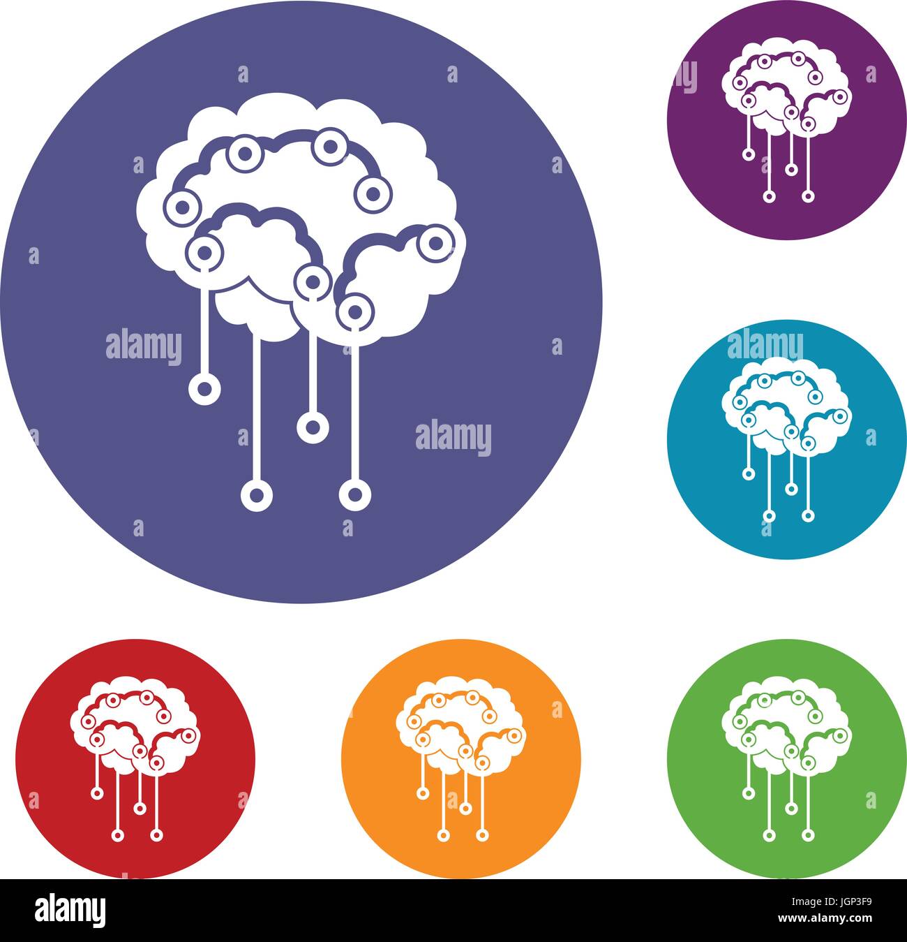 Sensors on human brain icons set Stock Vector Image & Art - Alamy