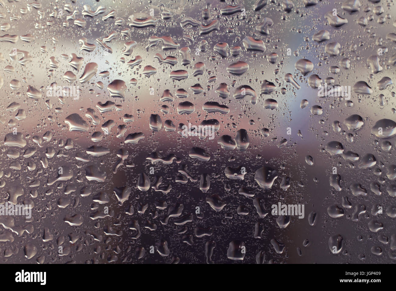 Texture of Transparent window glass wet from rain drops close-up Stock ...