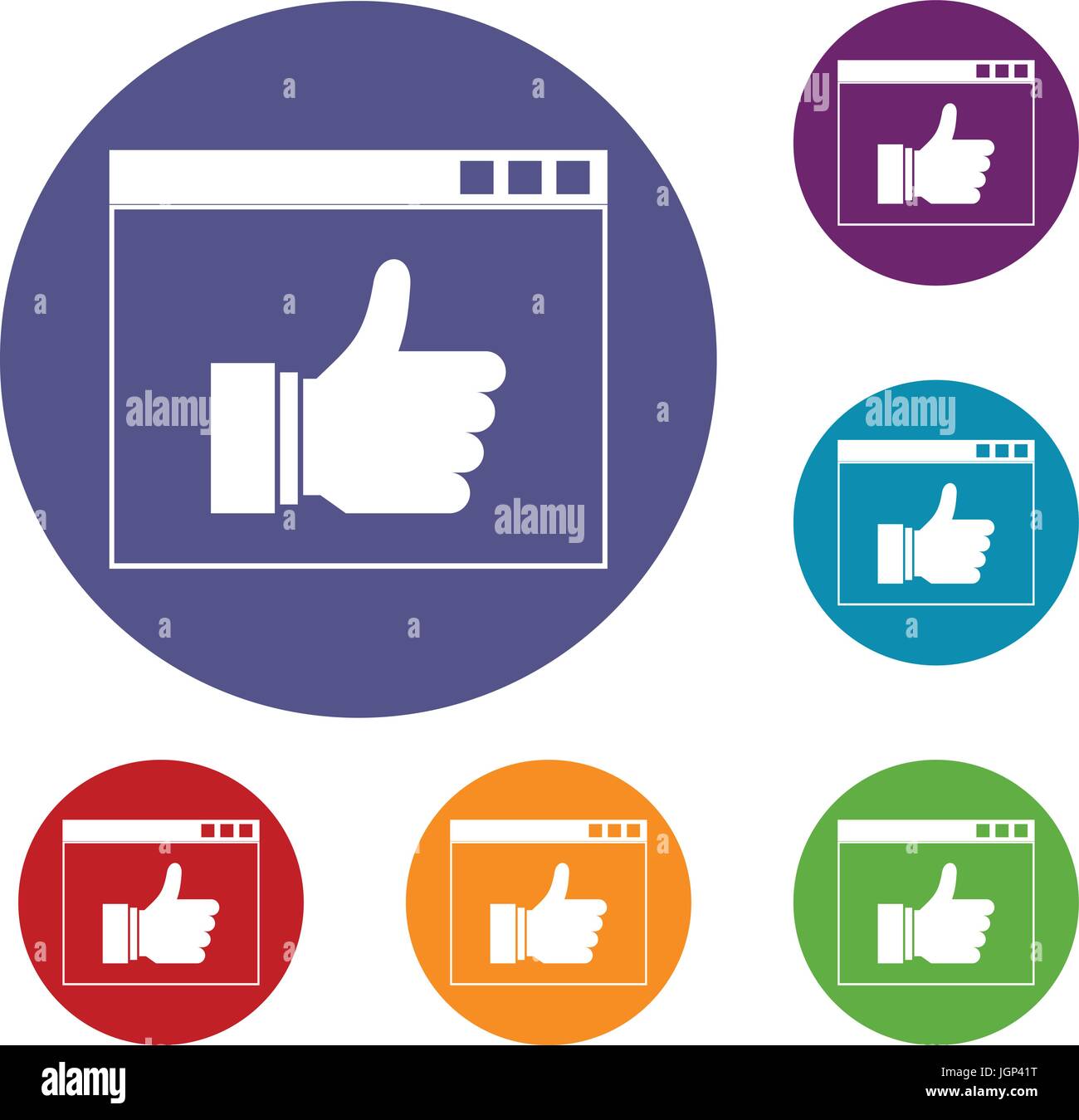 Hand with thumb up in browser icons set Stock Vector Image & Art - Alamy