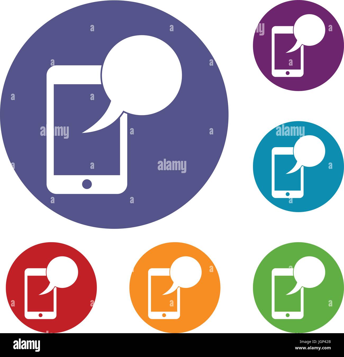 Speech bubble on phone icons set Stock Vector Image & Art - Alamy