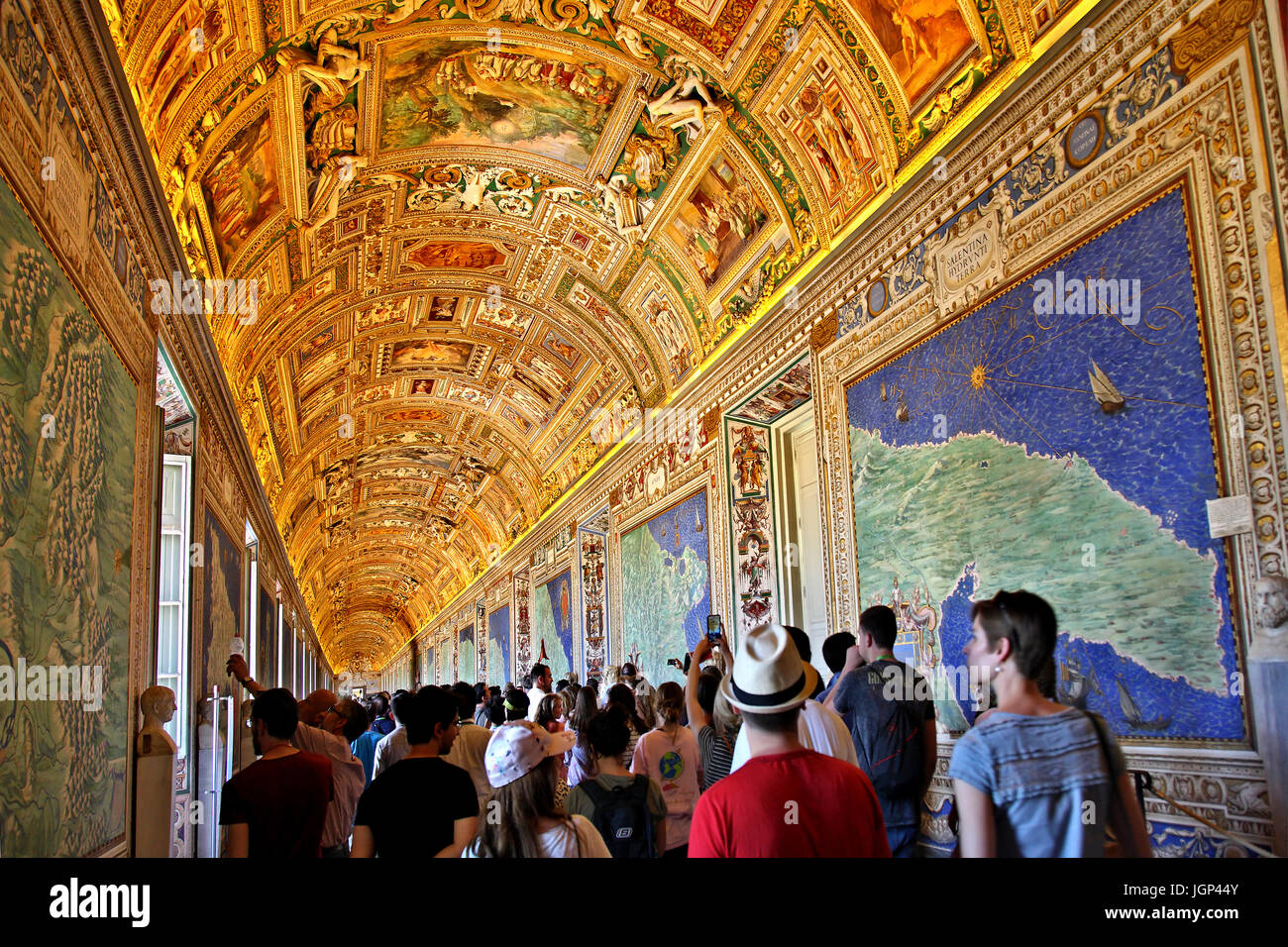 In the Gallery of Maps (Galleria delle Carte Geografiche) of the Vatican Museums, Vatican city ...