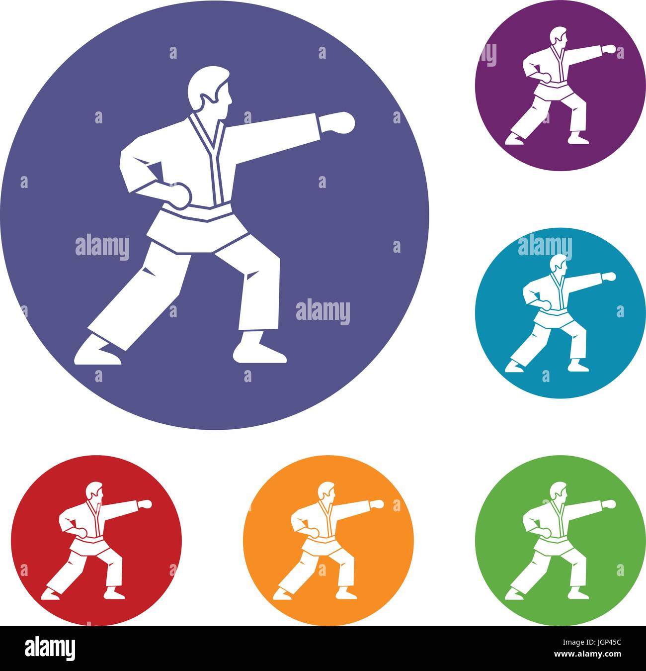 Aikido fighter icons set Stock Vector Image & Art - Alamy