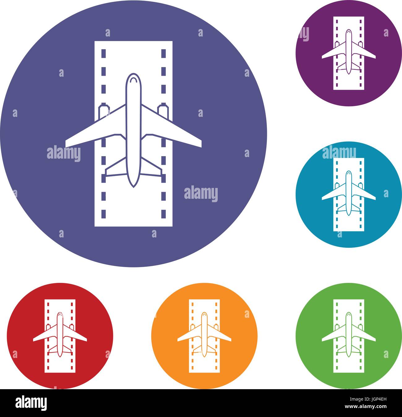 Airplane on the runway icons set Stock Vector Image & Art - Alamy
