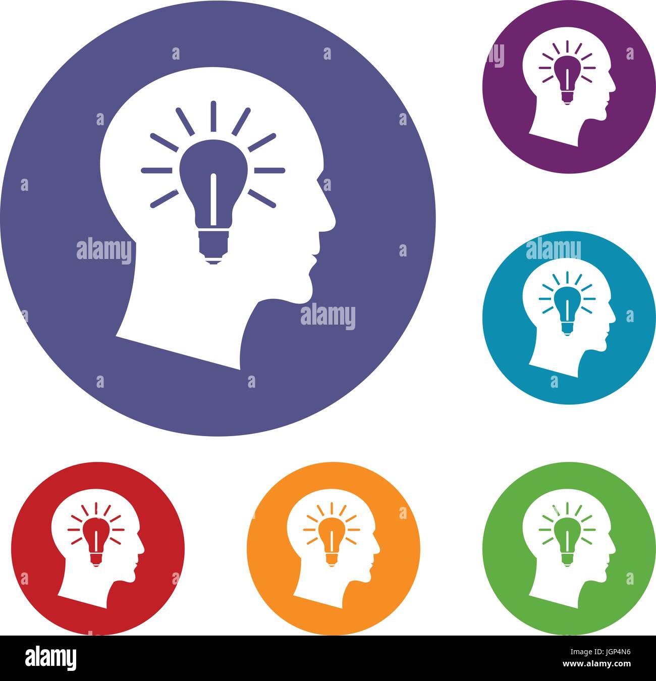 Light bulb inside head icons set Stock Vector Image & Art - Alamy