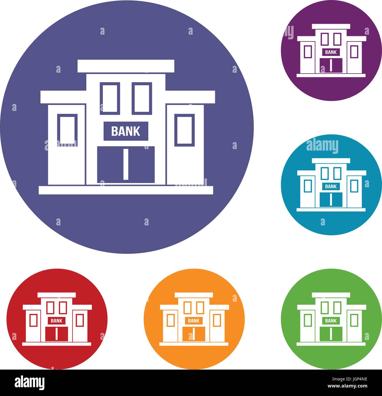 Bank building icons set Stock Vector Image & Art - Alamy
