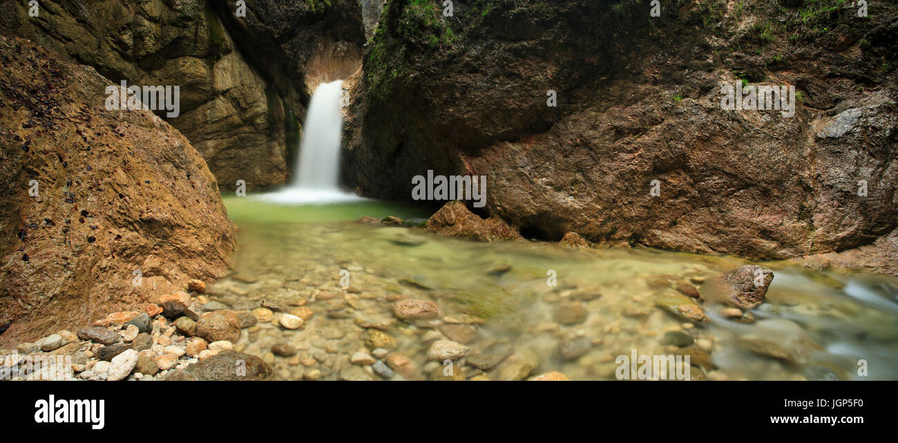 Waterfall of Almbach, Almbach gorge, Berchtesgaden Alps, Berchtesgaden ...
