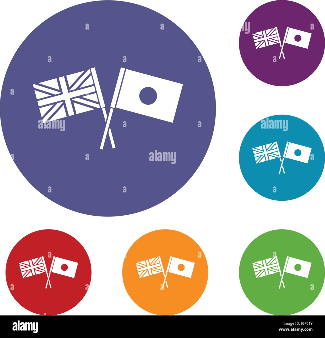 UK and Japan flags crossed icons set Stock Vector Image & Art - Alamy