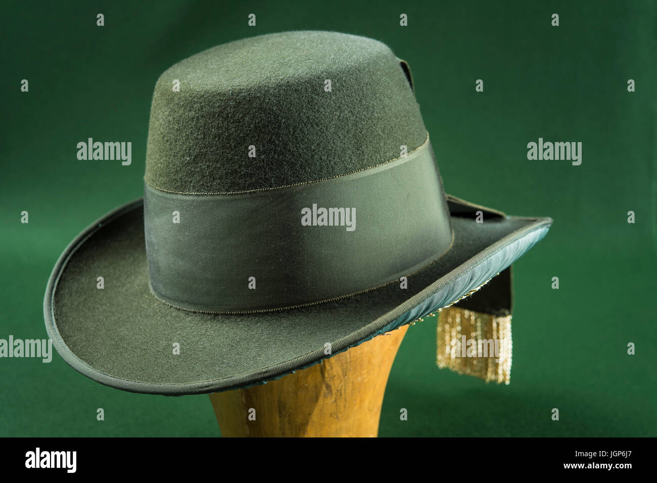 Completed wool felt hat, Erzherzog Johann Hut, with hatband and gold ...