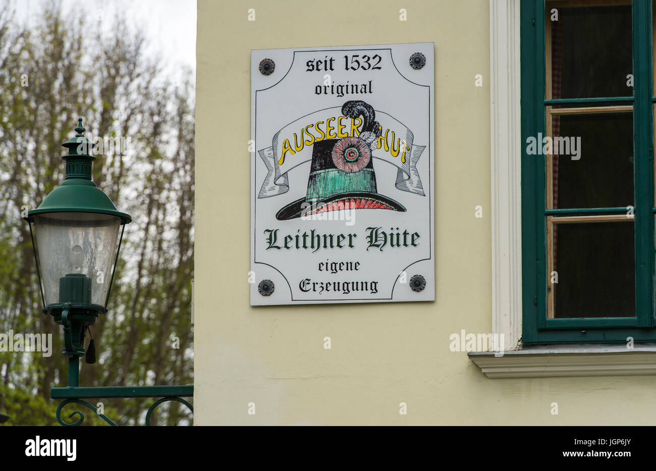 Sign for Hatter workshop, Werkstatt Tafel Leithner, hatmaker workshop ...
