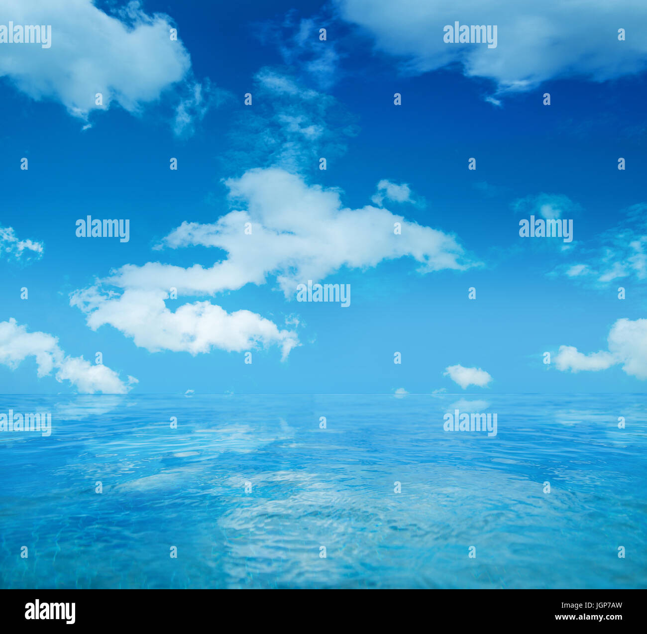 Infinite water surface over the blue sky background Stock Photo - Alamy