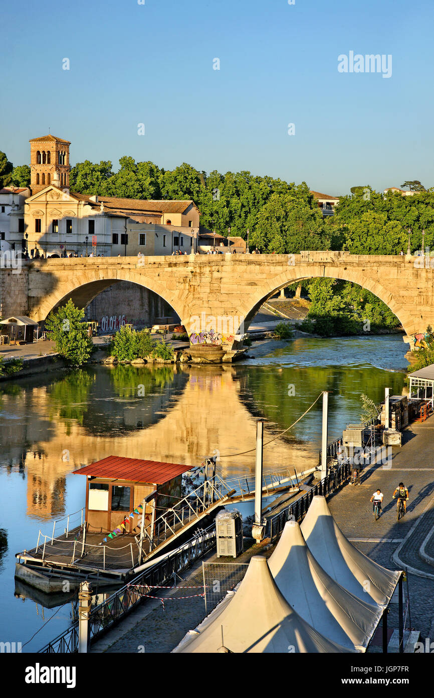 Ponte Cestio, the bridge that connects the Tiber island (Isola Tiberina ...