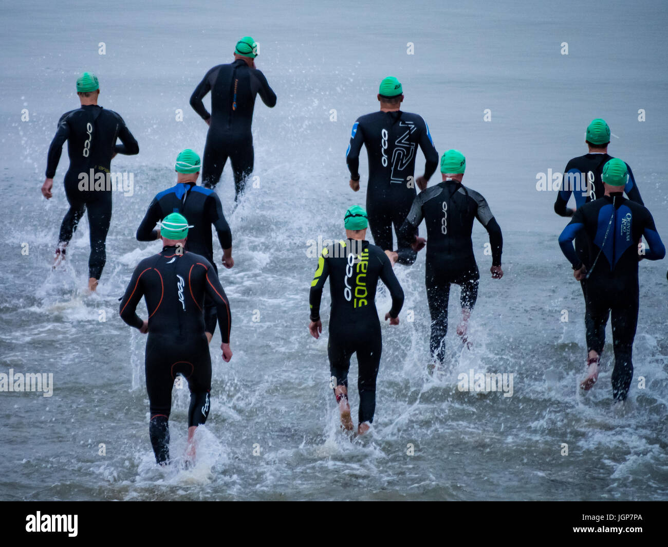 Tri-athletes enter the sea at the start of the Southsea Try a Tri ...