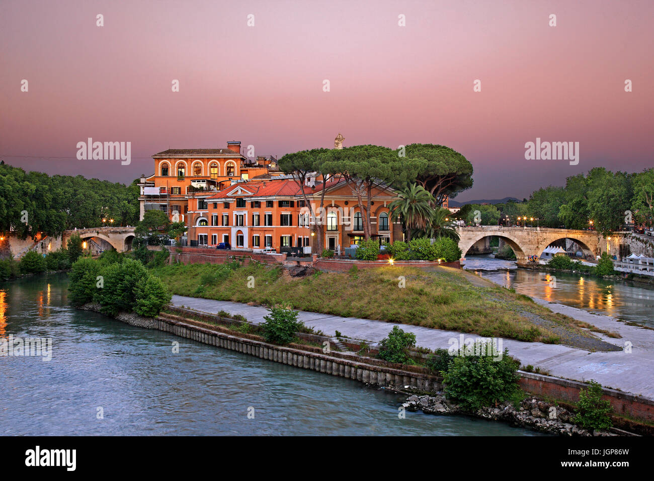 The Island of Tiber (Isola Tiberina) one of the world's smallest ...